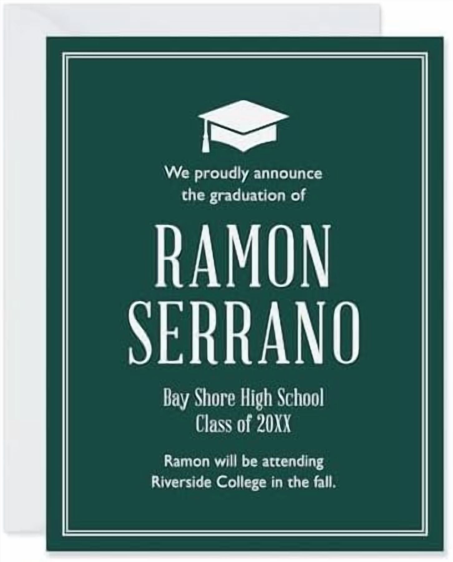 Forest Green and Light Gray Graduation Announcements, 4.25x5.5 ...