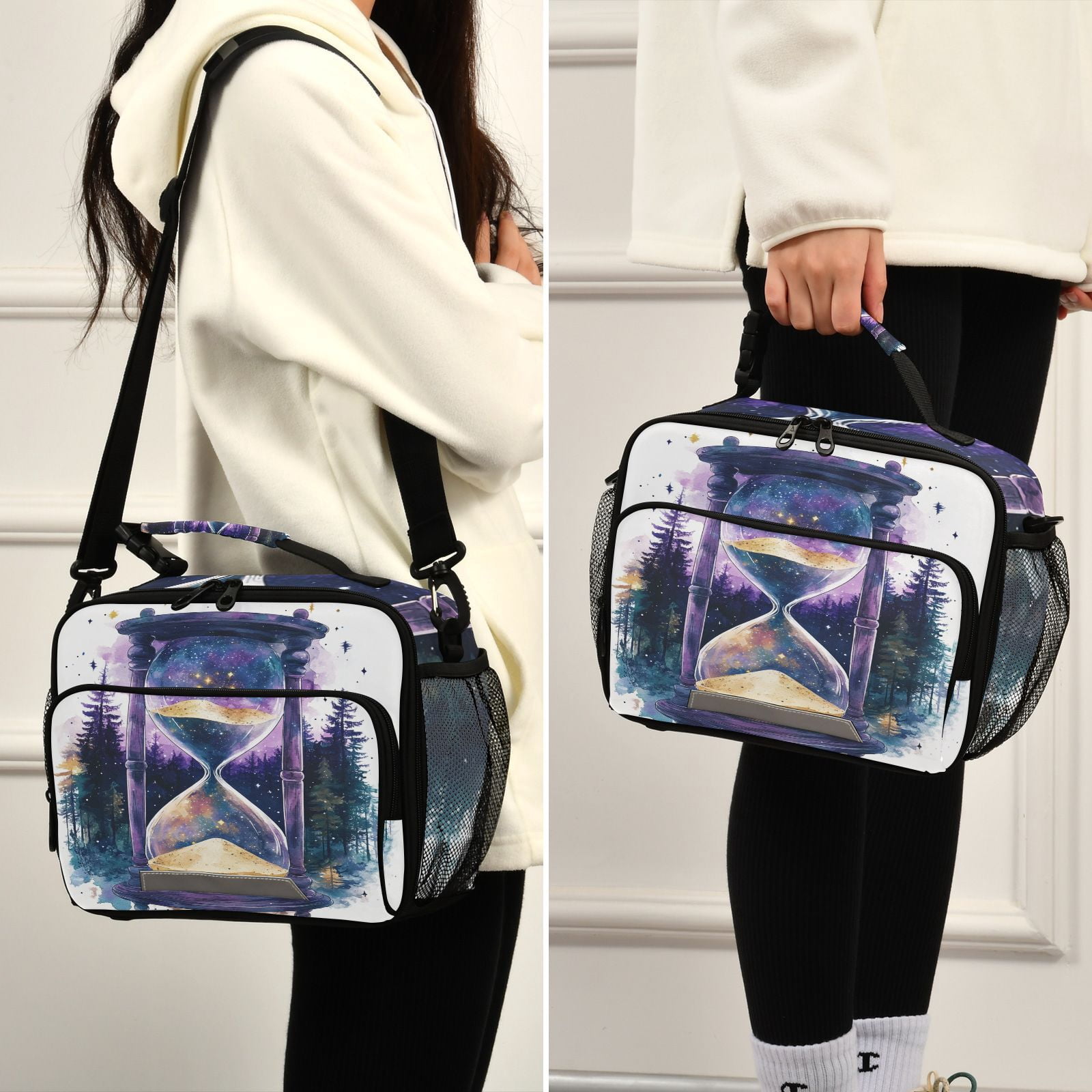 Forest Hourglass Lunch Bag Cooler Bag Cooling Tote Portable Shoulder ...