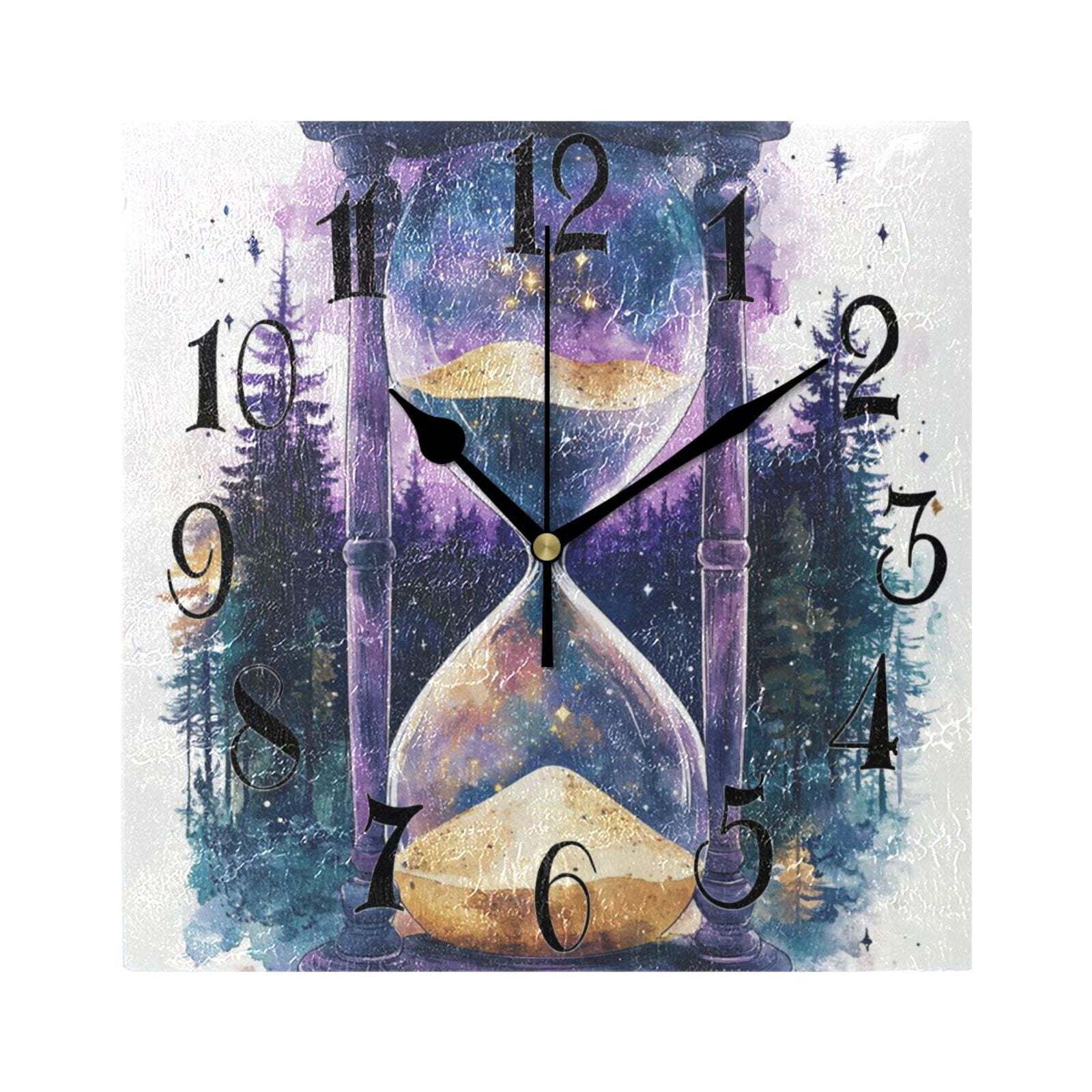 Forest Hourglass Wall Clock Decorative Square Silent Non-Ticking ...