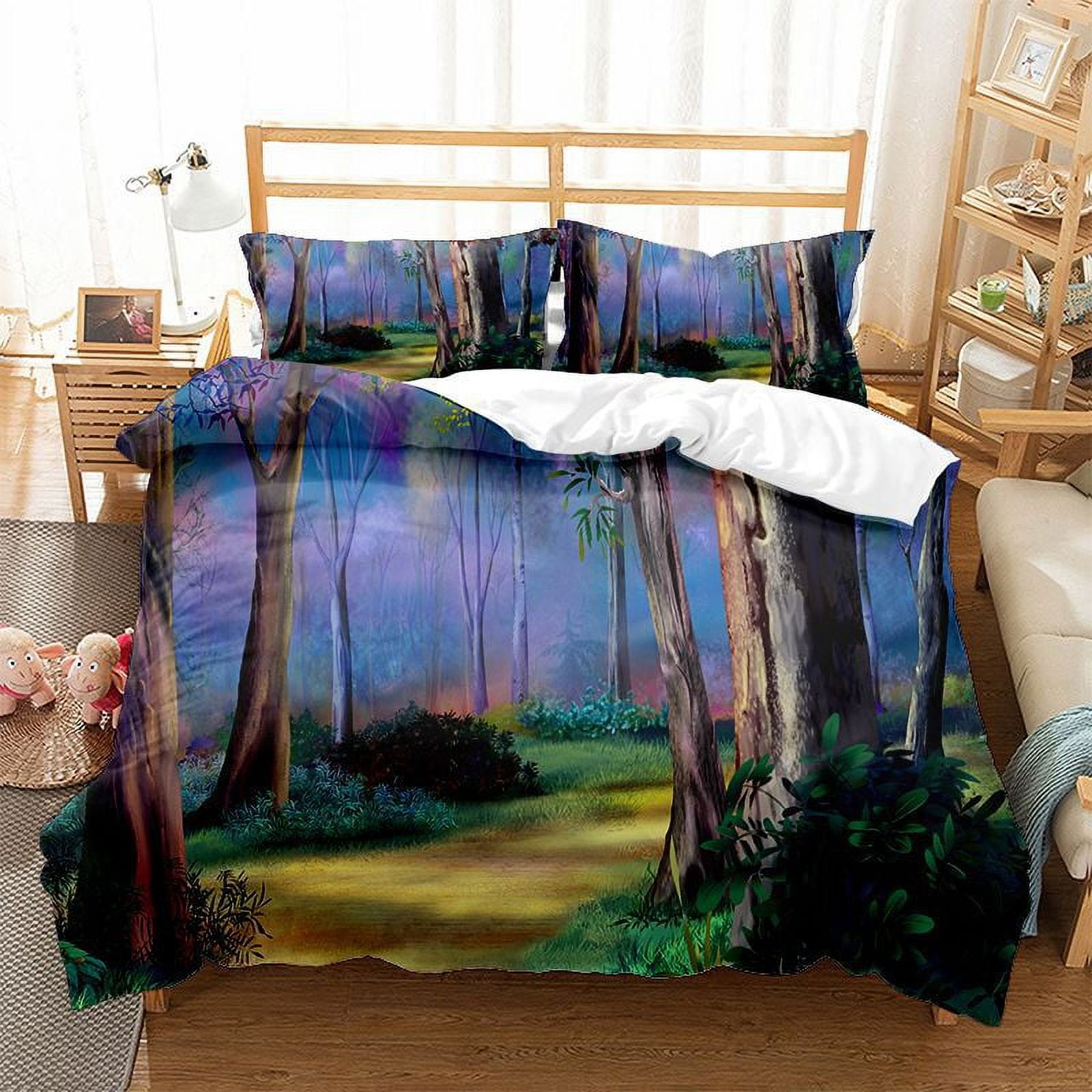Forest Kids Duvet Cover Colorful Elves Enchanted Tree Bedding Fantasy ...