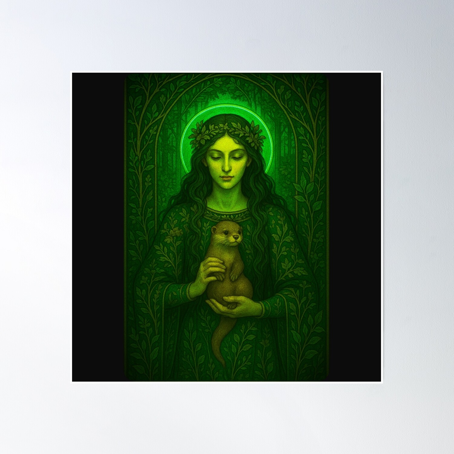Forest Lady Holding Otter Poster Wall Art, Modern Wall Decor, 16x16 ...