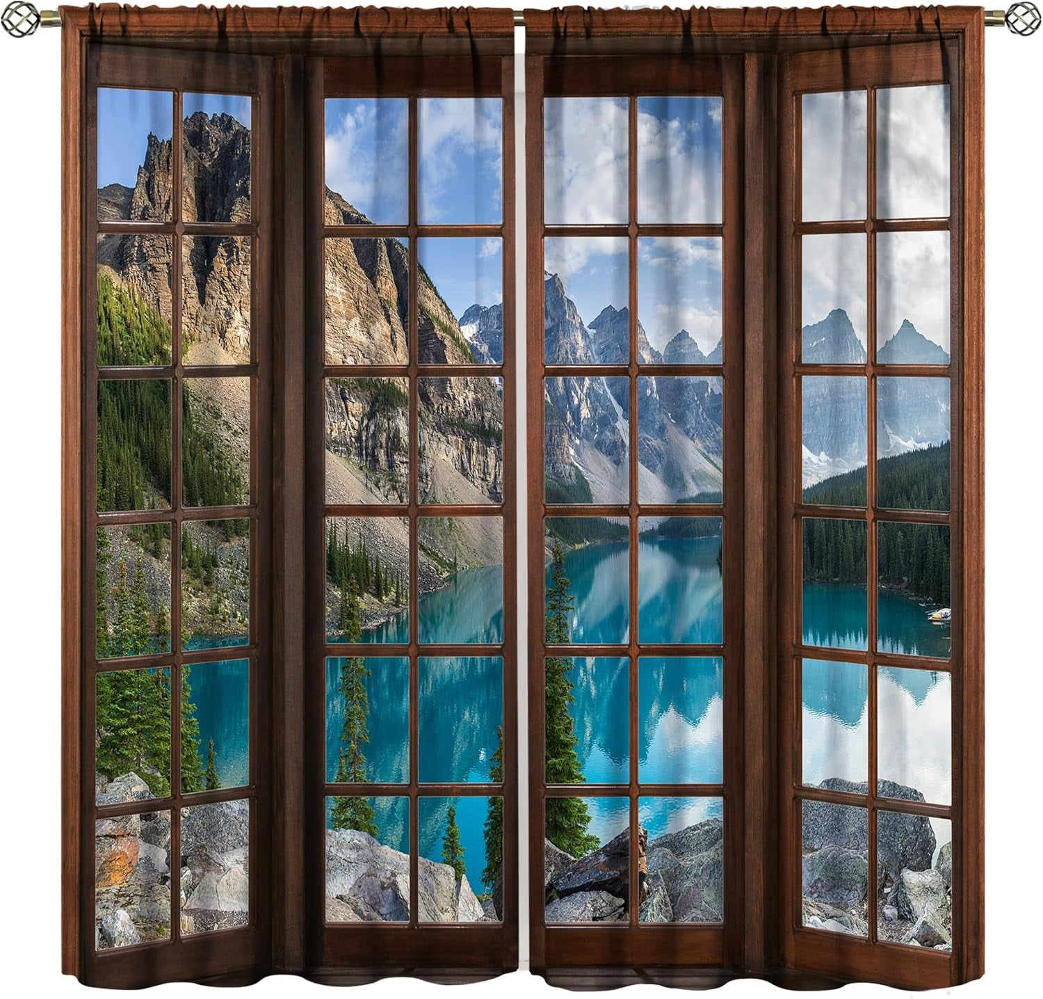 Forest Lake Curtains,Spring Mountain Lake Trees Season Natural ...