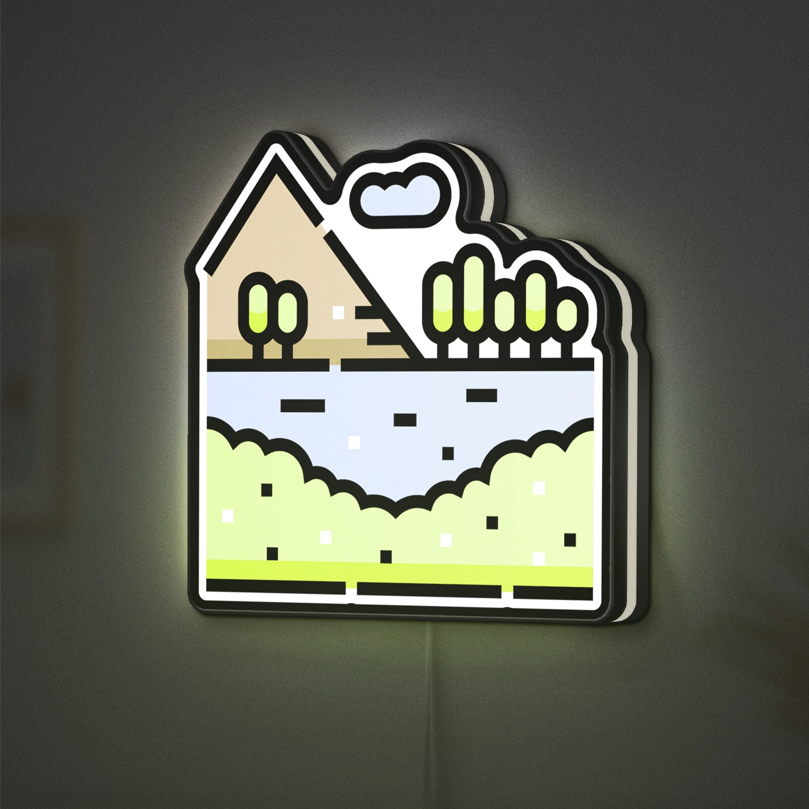 Forest Landscape 3D Novelty Light Box, Nature Tree and Cloud Lamp Decor ...
