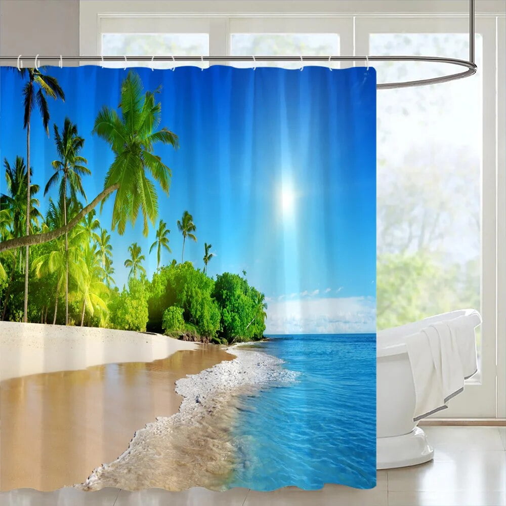 Forest Landscape Shower Curtains Tree Waterfall Mount Fuji Scenery ...