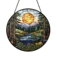 Forest Landscape Stained Glass Style Suncatcher Window Decor, Mountain ...