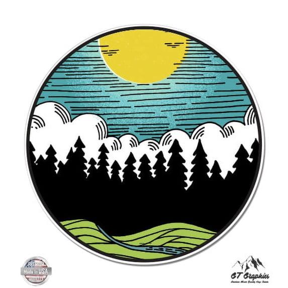 Forest Landscape Sun Nature Scene Outdoor - 8" Vinyl Sticker - For Car ...