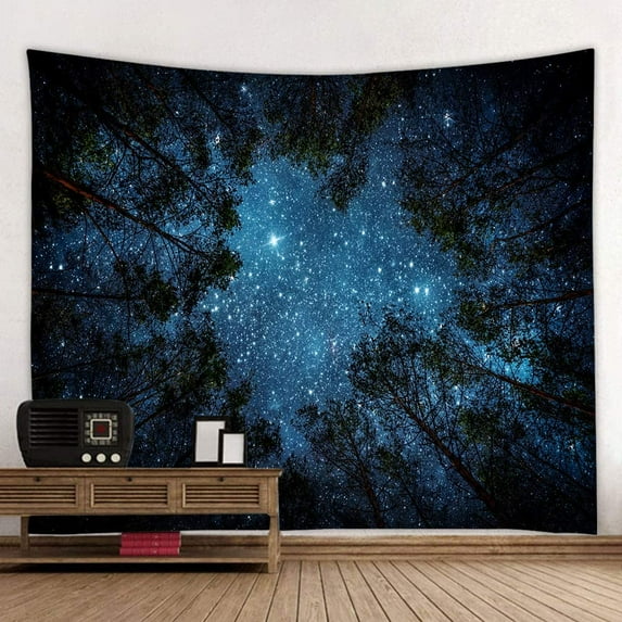Forest Landscape Tapestry Curtain with Starry Sky Design 78″L×60″W 1 ...