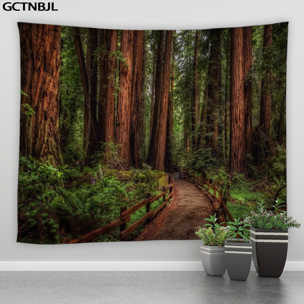 Forest Landscape Tapestry Trees Scenery Hippie Wall Hanging Polyester ...