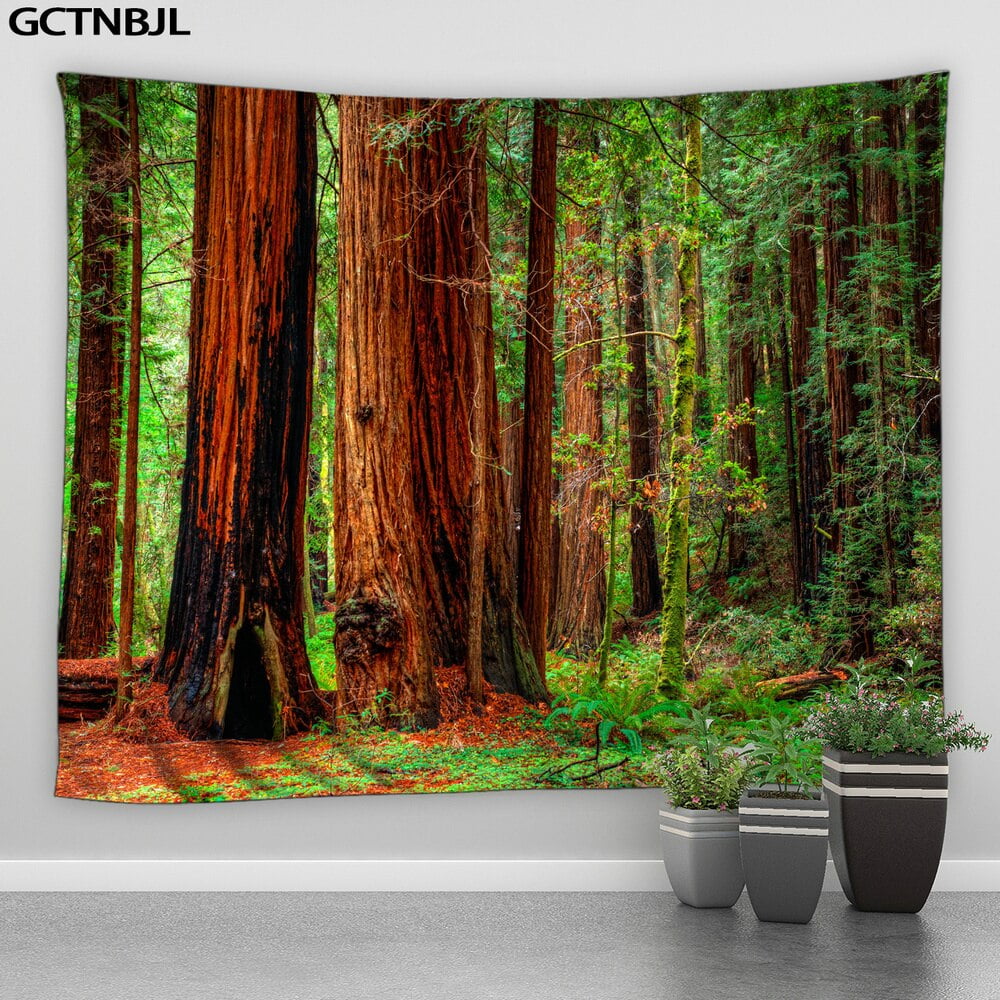 Forest Landscape Tapestry Trees Scenery Hippie Wall Hanging Polyester ...
