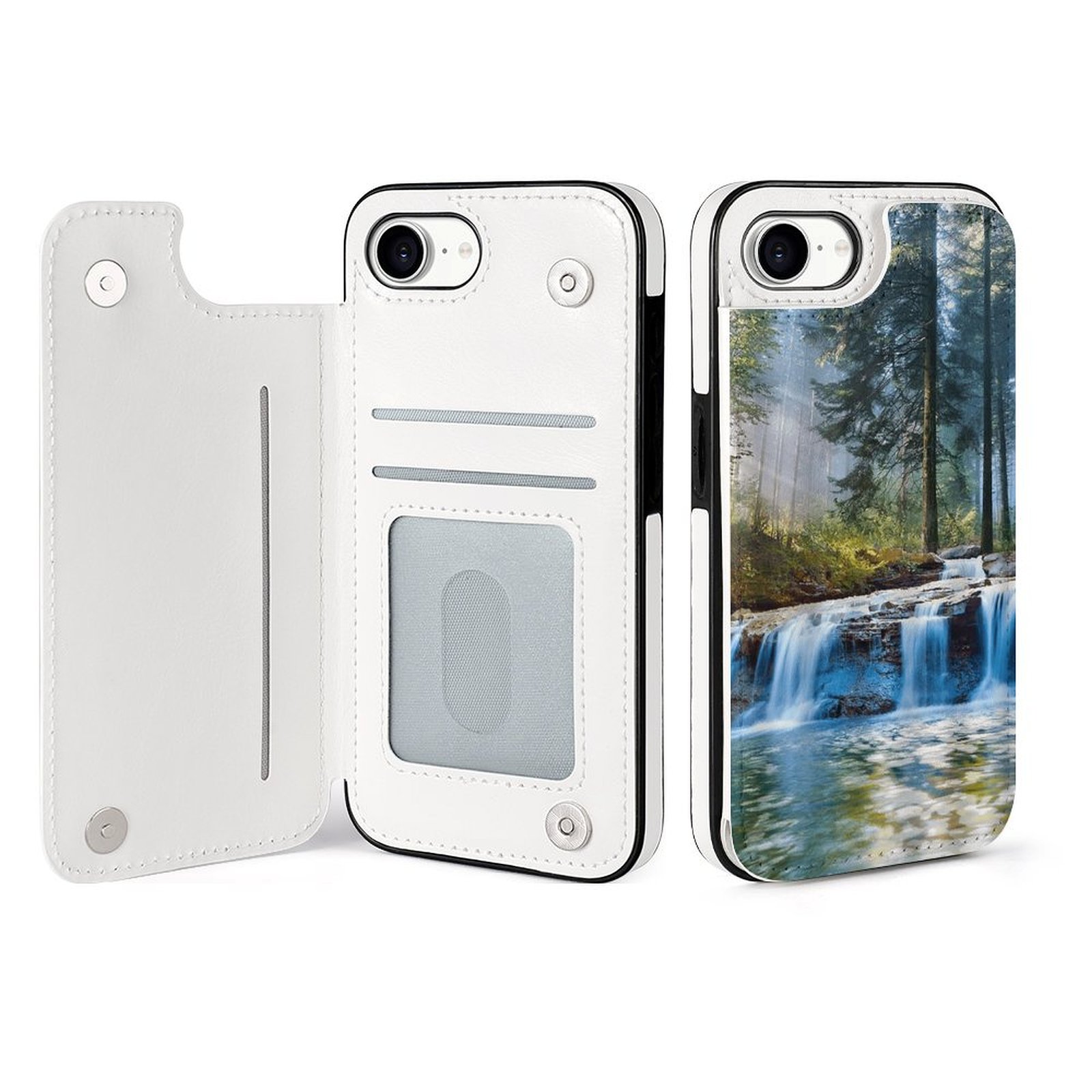 Forest Landscape Tree Waterfall Mount Fuji Scenery Leather Wallet Case ...