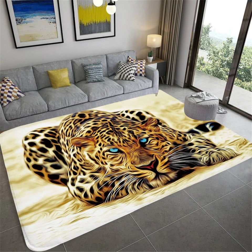 Forest Landscape White Tiger Rugs 3D Printing Green Plant Living Room ...