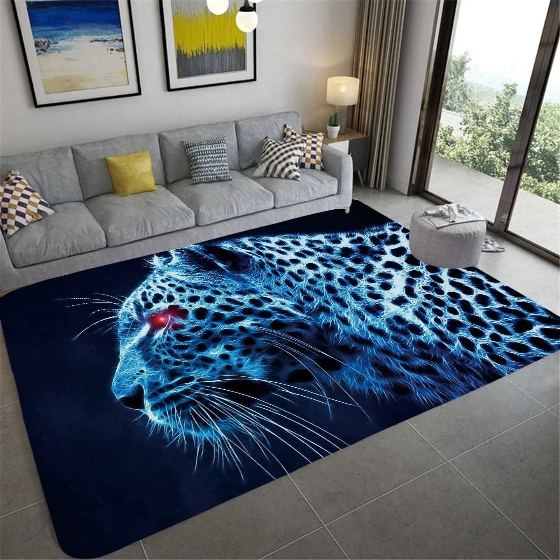 Forest Landscape White Tiger Rugs 3D Printing Green Plant Living Room ...