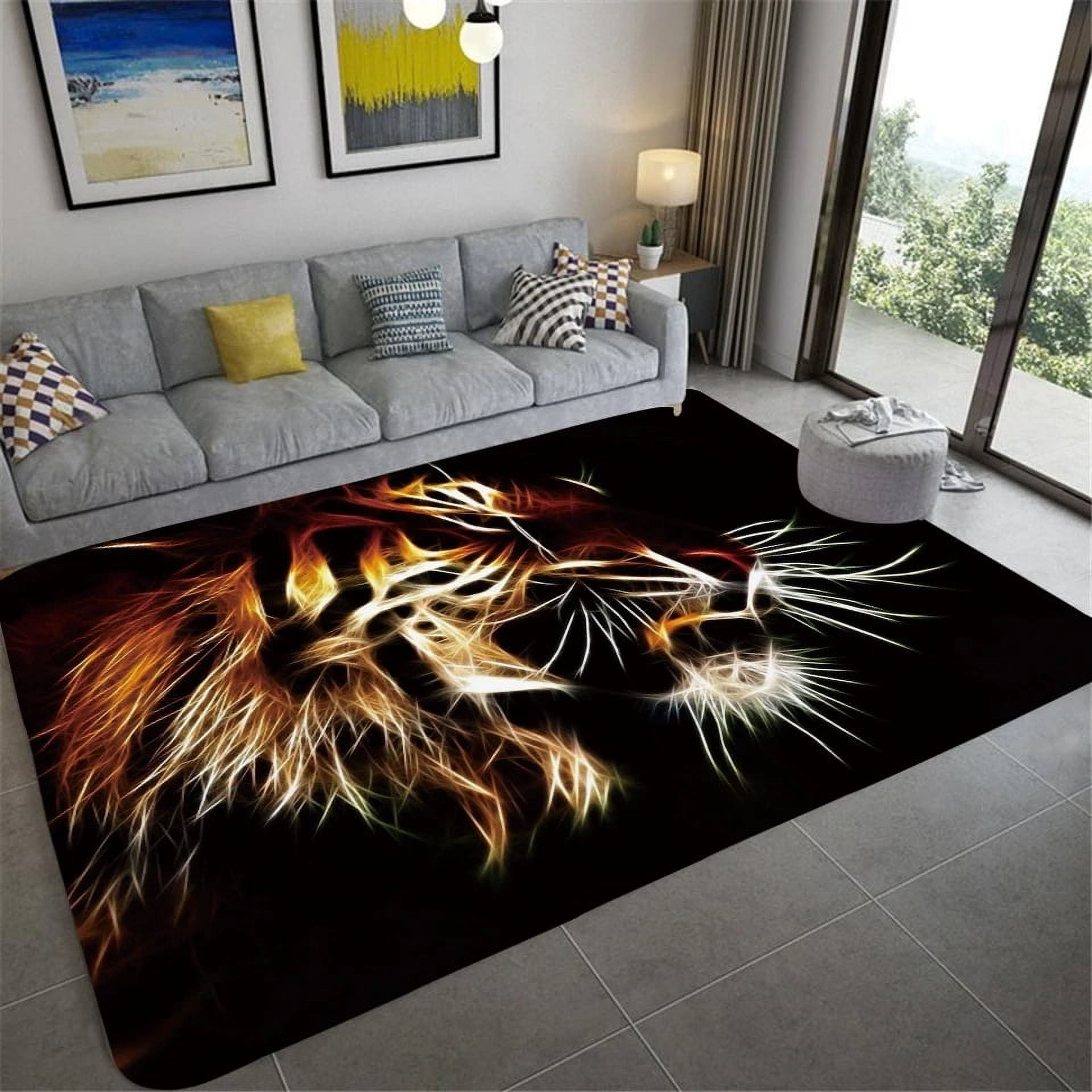 Forest Landscape White Tiger Rugs 3D Printing Green Plant Living Room ...