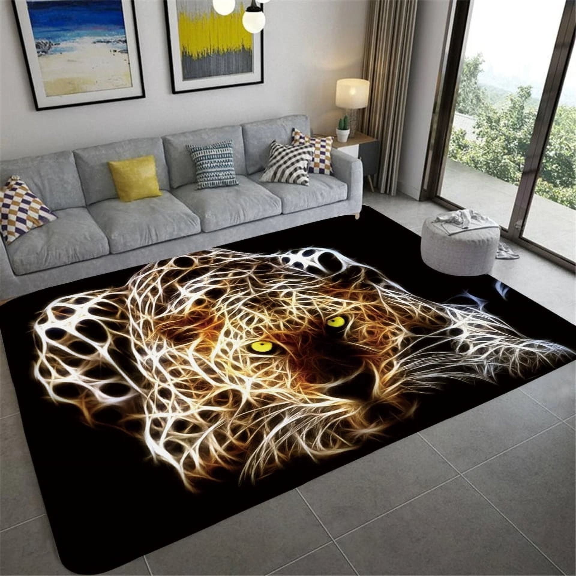 Forest Landscape White Tiger Rugs 3D Printing Green Plant Living Room ...