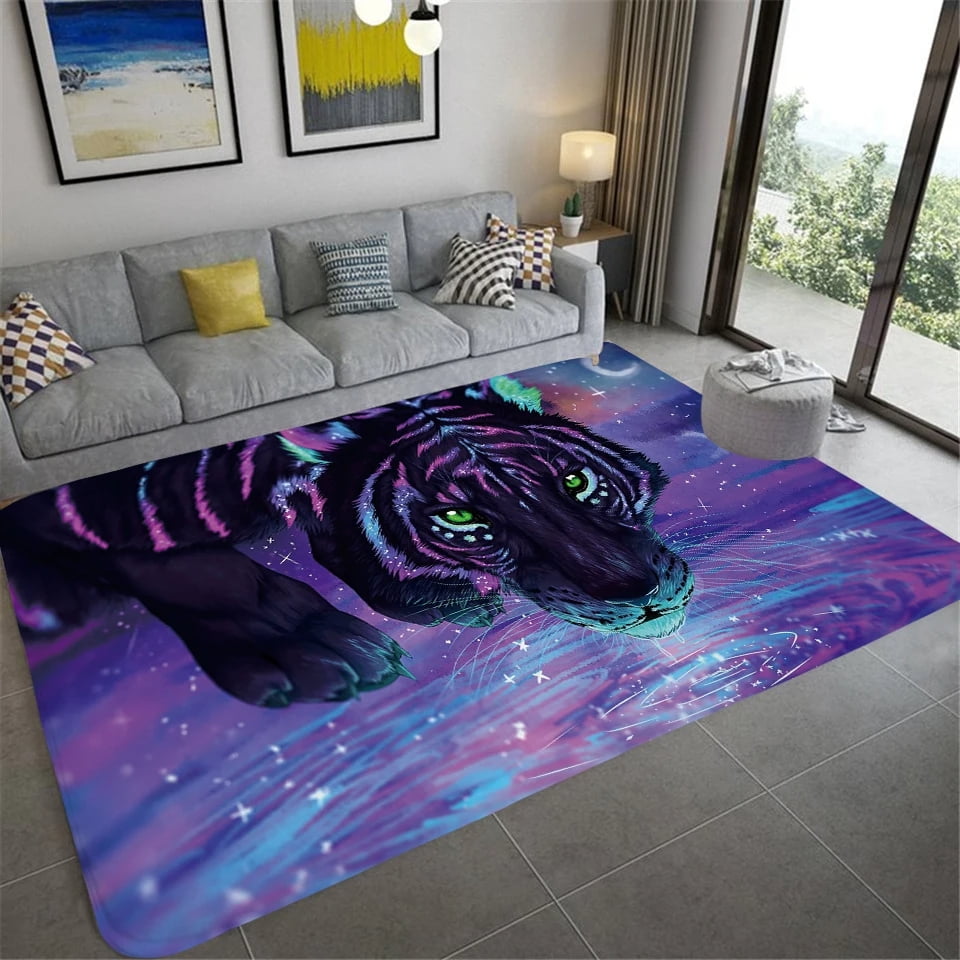 Forest Landscape White Tiger Rugs 3D Printing Green Plant Living Room ...
