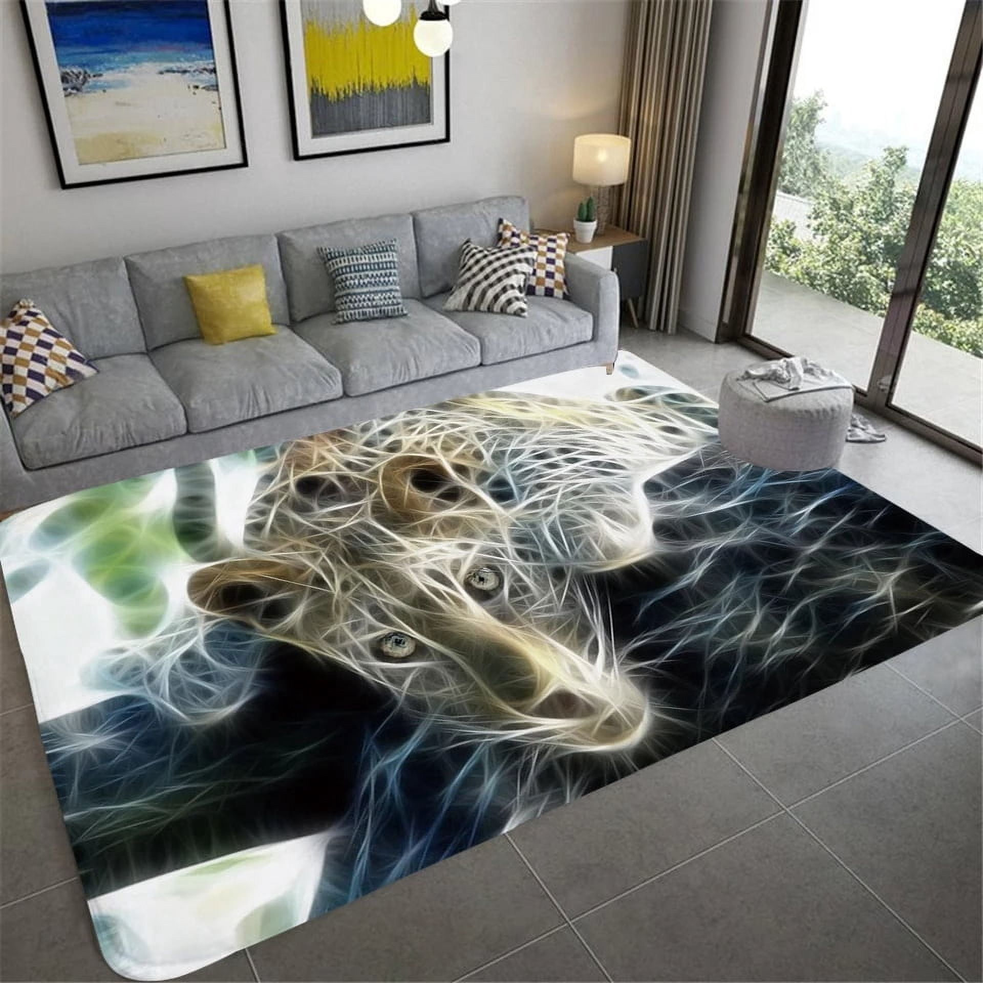 Forest Landscape White Tiger Rugs 3D Printing Green Plant Living Room ...