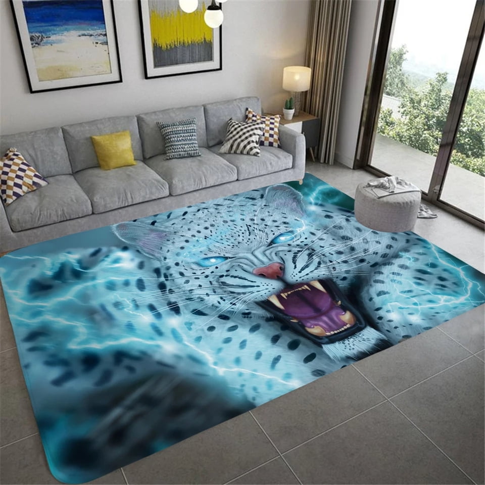 Forest Landscape White Tiger Rugs 3D Printing Green Plant Living Room ...