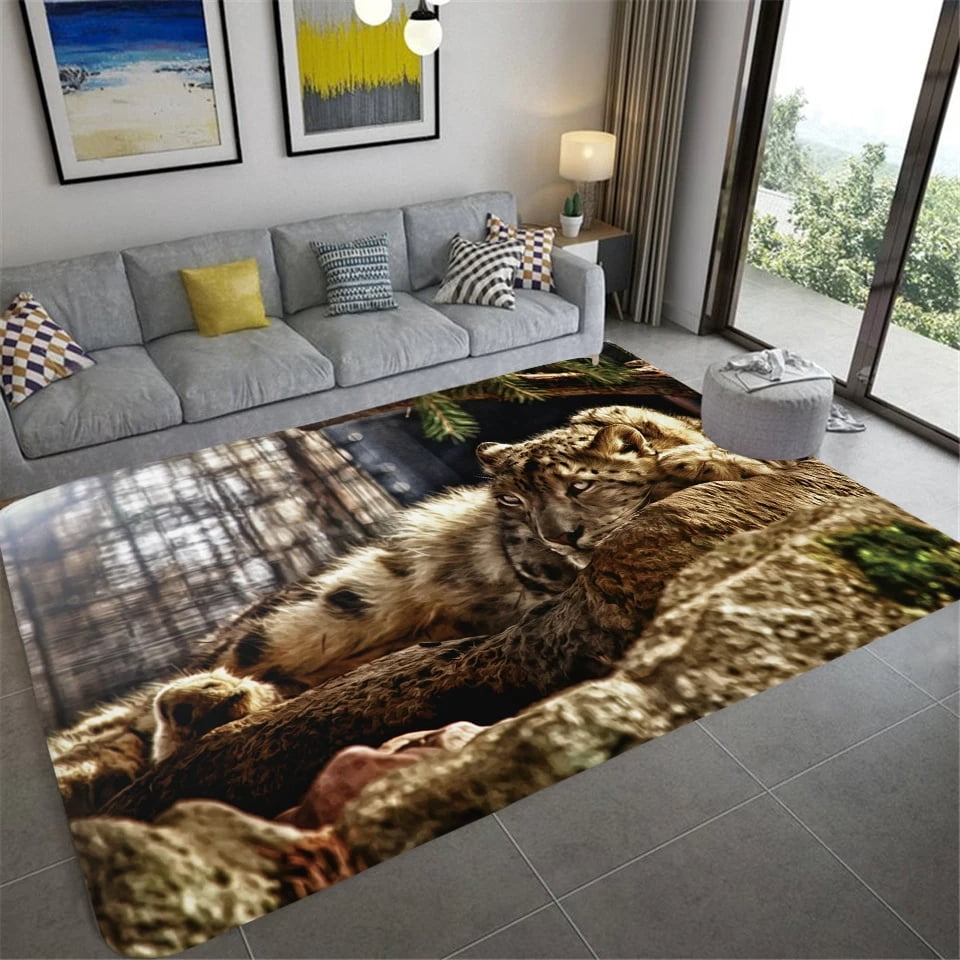 Forest Landscape White Tiger Rugs 3D Printing Green Plant Living Room ...