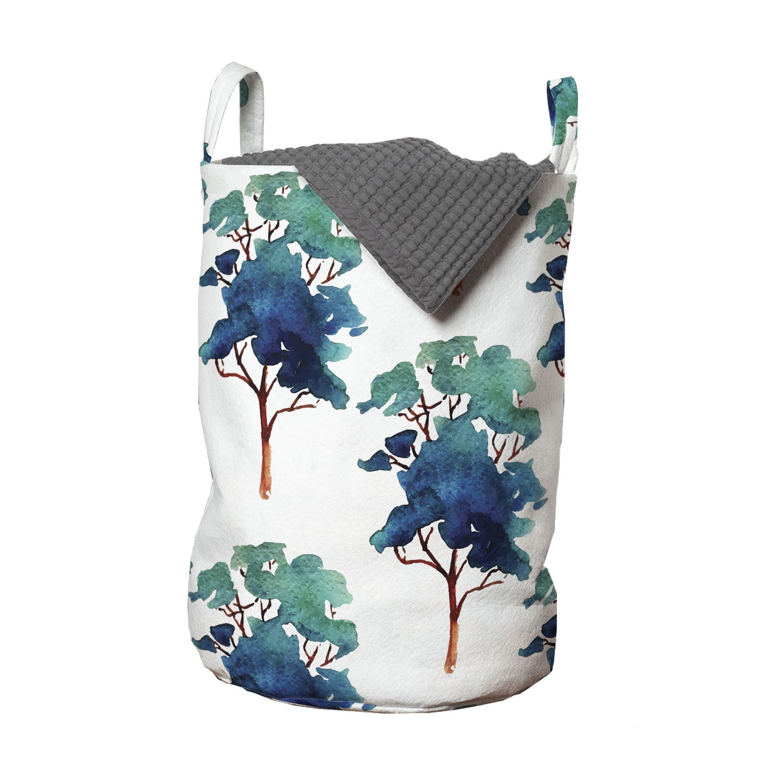 Forest Laundry Bag, Watercolor Trees in Aquarelle Brushstroke Woodland ...