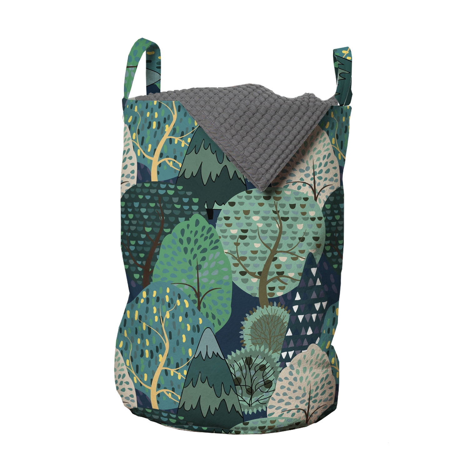 Forest Laundry Bag, Woodland Trees Oak Birch Pine Willow Maple Summer ...