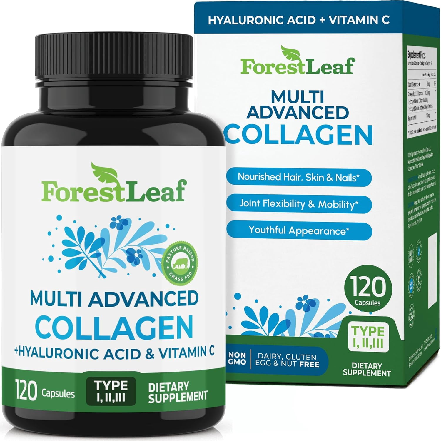 Forest Leaf Collagen Supplement Pills, Hydrolyzed Collagen Peptides ...