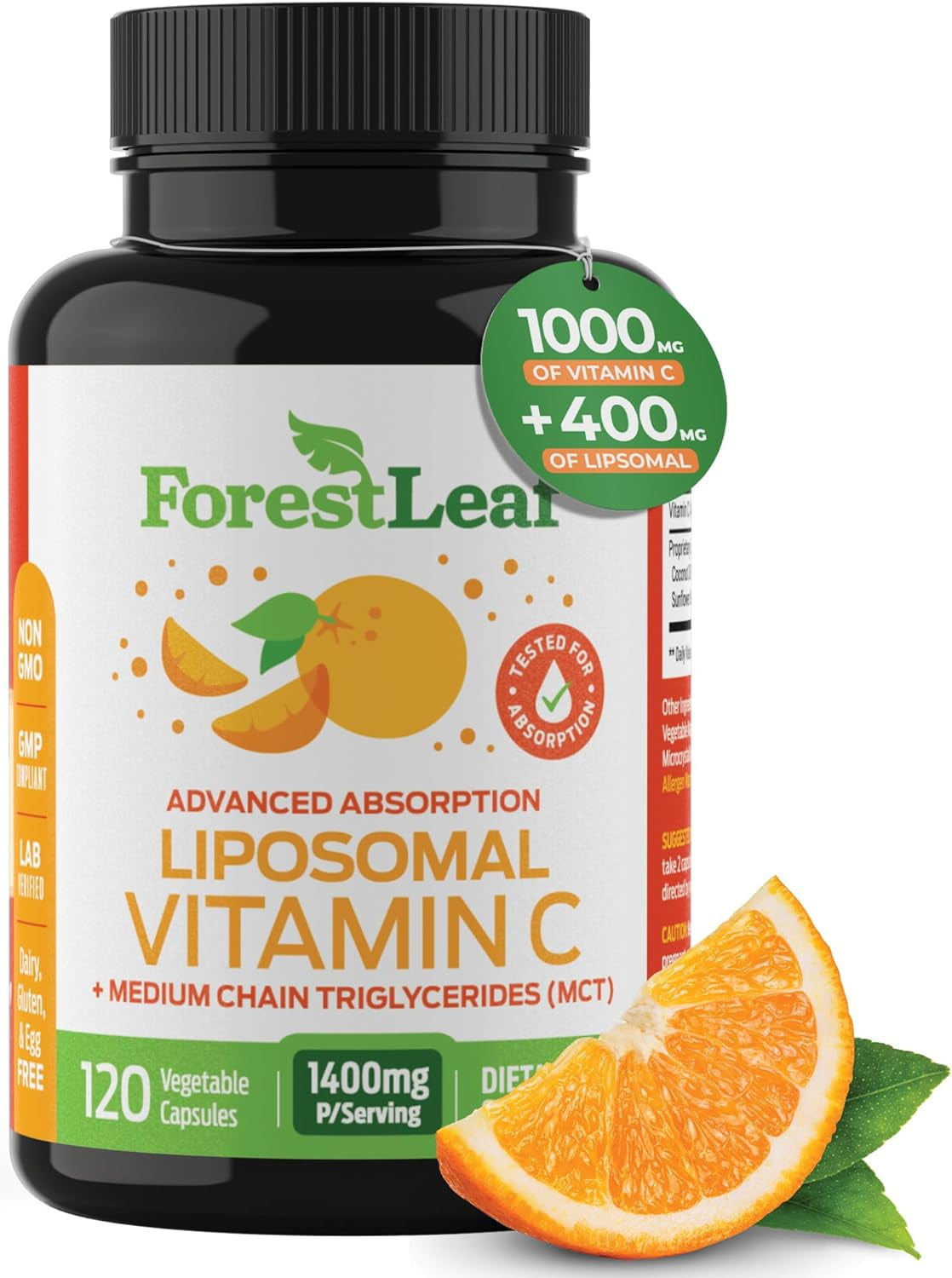 Forest Leaf Liposomal Vitamin C with MCT Oil & Sunflower Lecithin ...