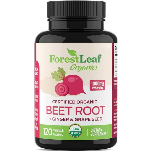 Forest Leaf Organic Beet Root Supplement with Ginger & Grape Seed ...