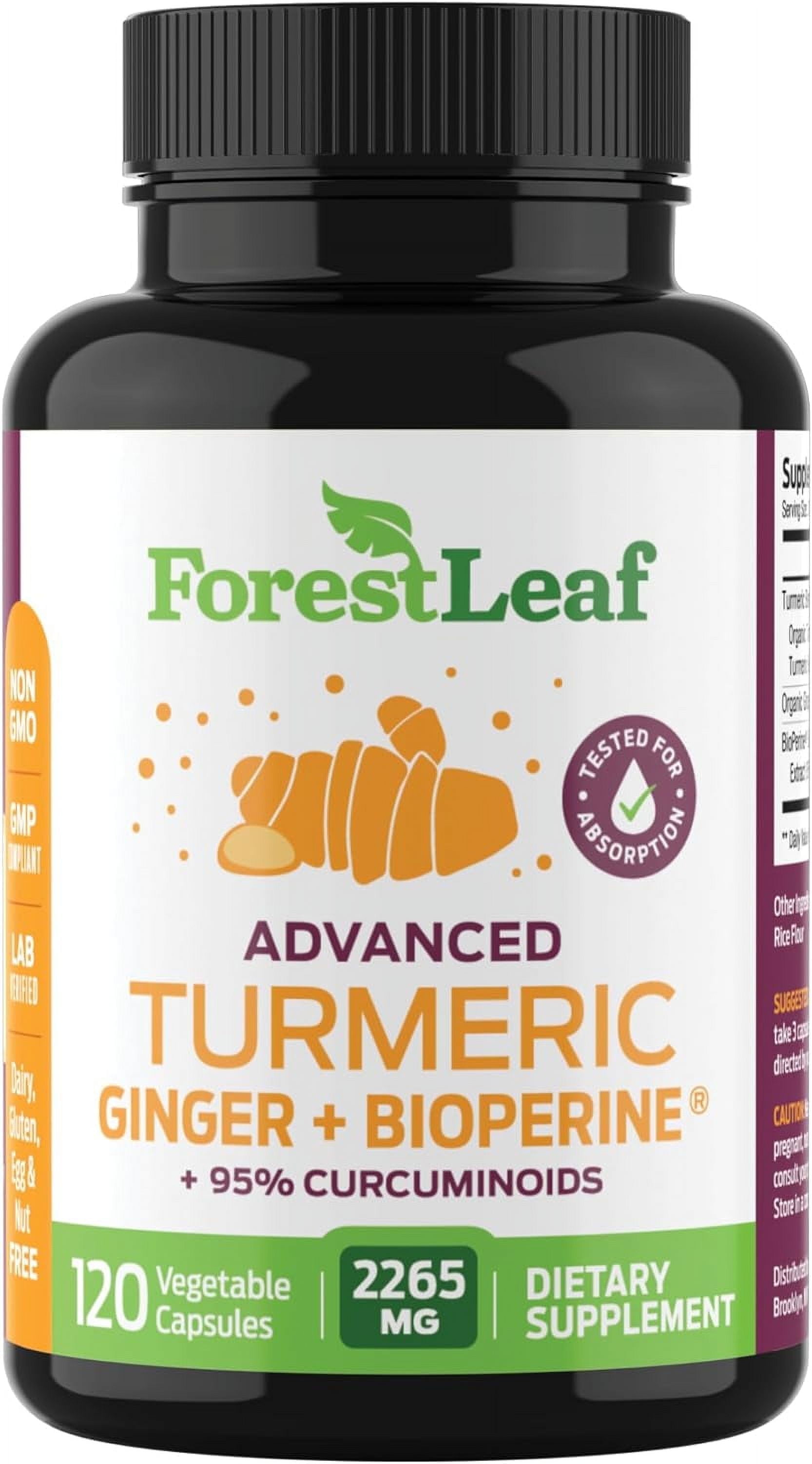 Forest Leaf Turmeric Joint Support Supplement with Ginger and Bioperine ...