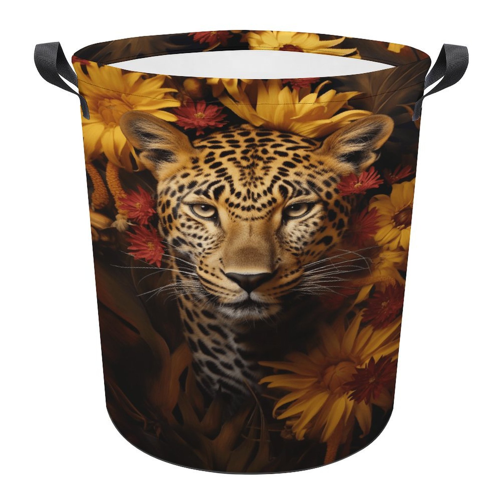 Forest Leopard Print Foldable Laundry Basket for Clothes Storage Hamper ...
