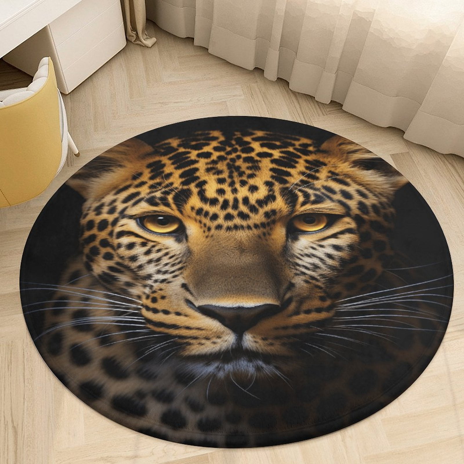 Forest Leopard Round Area Rugs for Bedroom Living Room, 6FT Soft Indoor ...