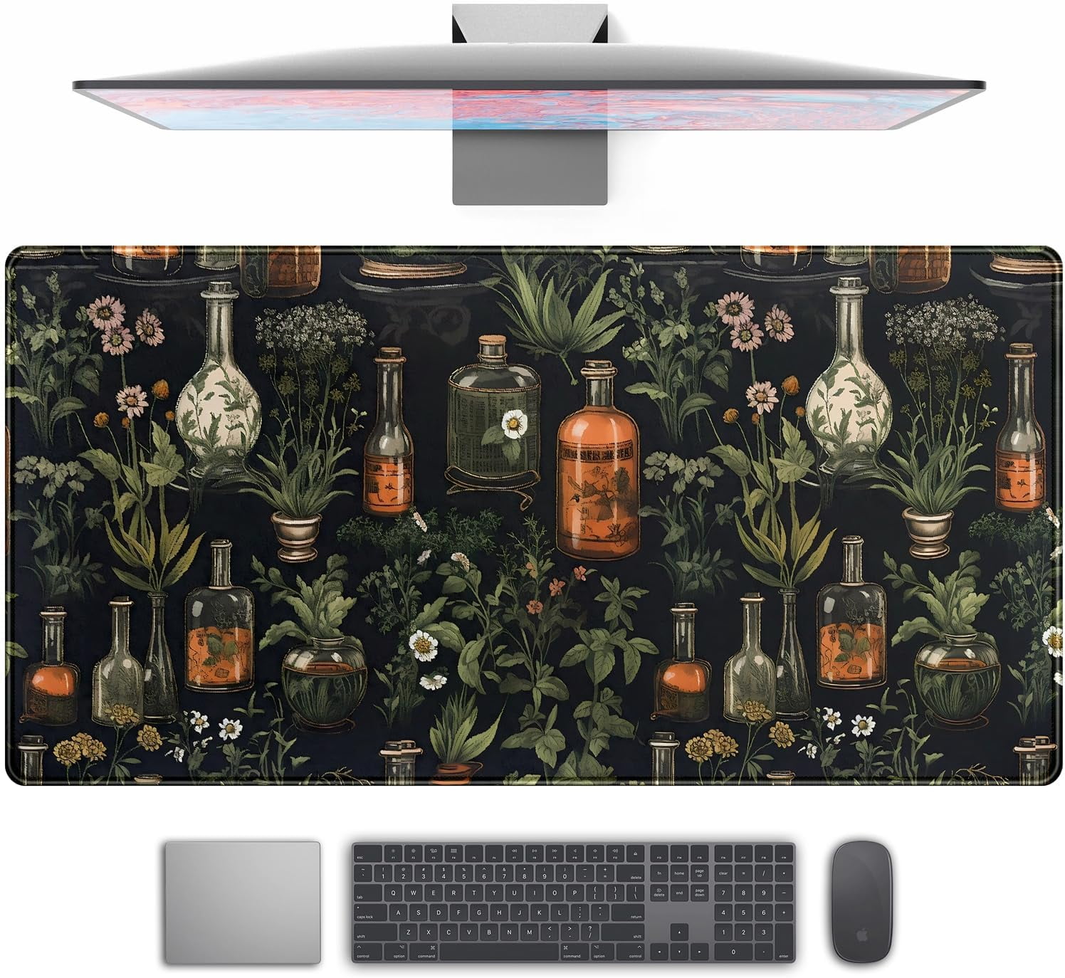 Forest Library Book Mouse Pad Desk Mat, Mystical Green Tree House XXL ...
