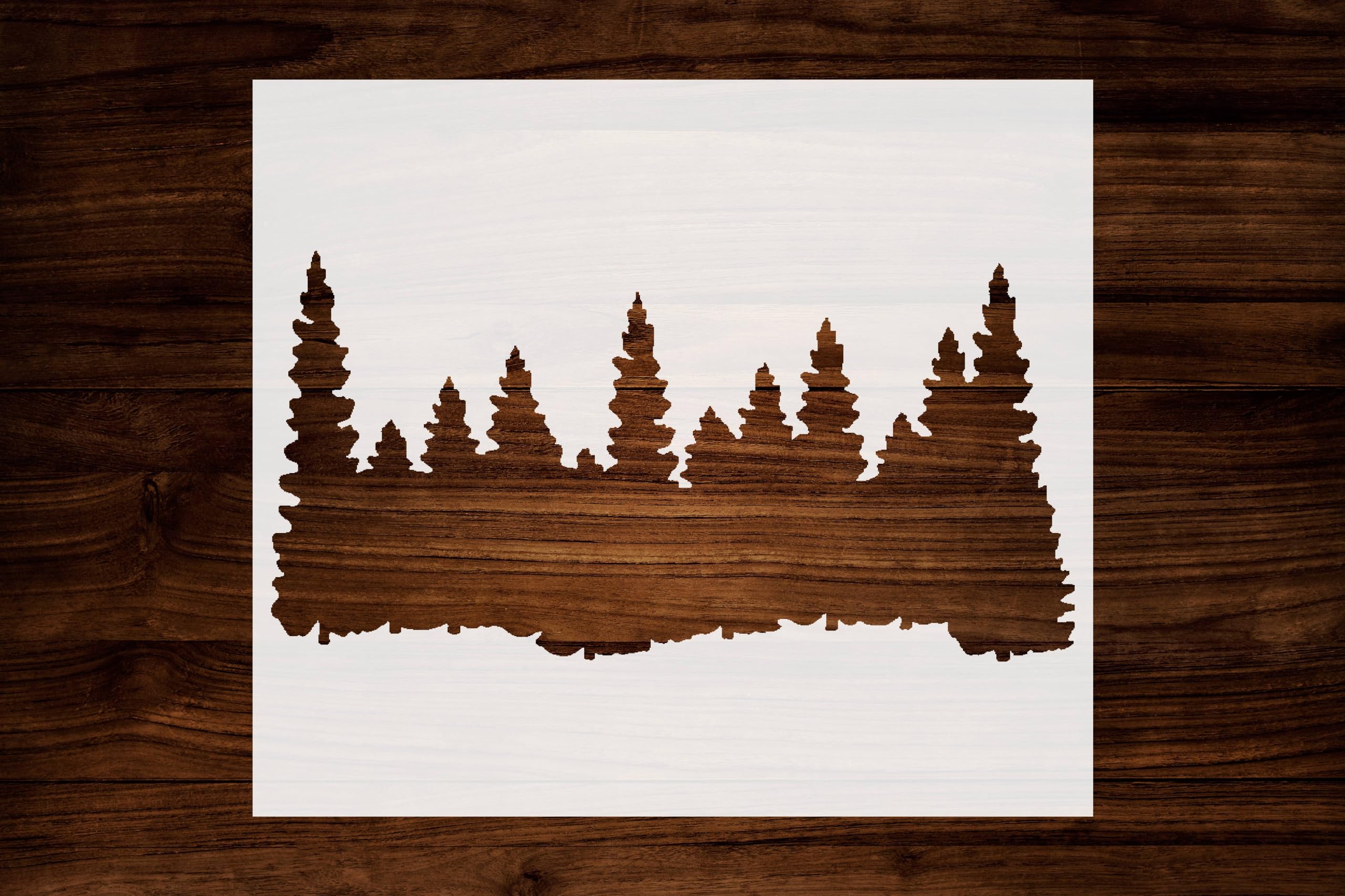 Forest Line Pine Trees YPF5 & Smokey Mountains Stencil, Reusable ...