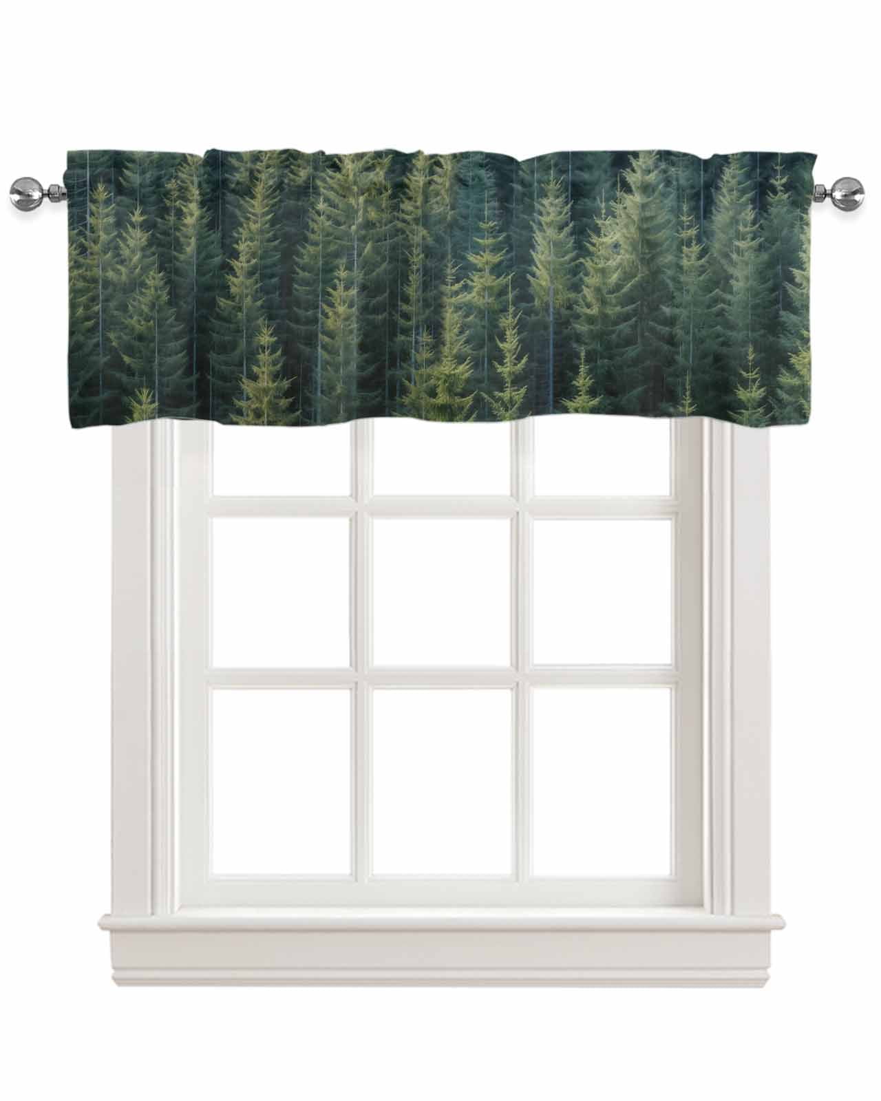 Forest Linen Curtain Valance for Bedroom/Bathroom/Kitchen/Office/Living ...