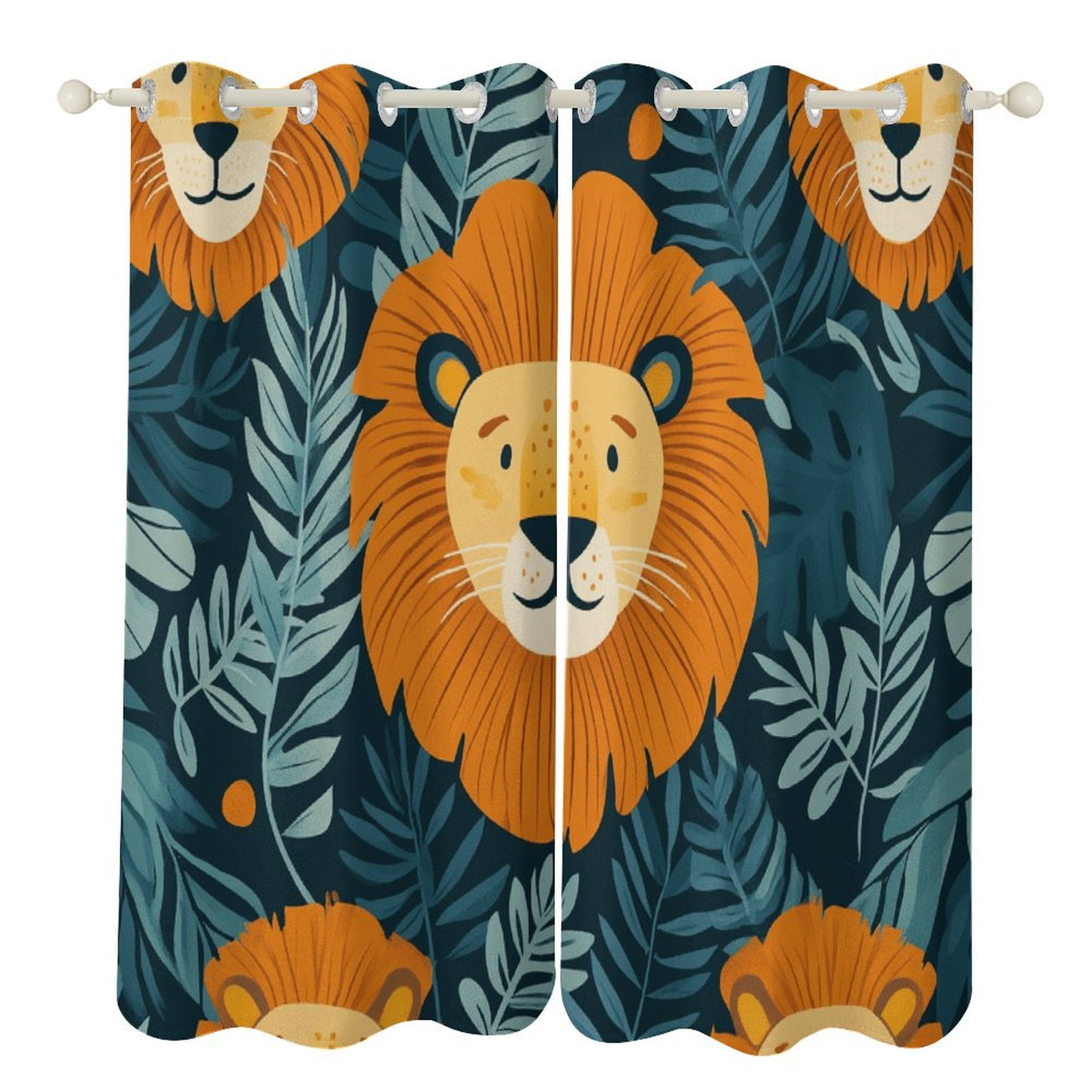 Forest Lion (13) 2 Panels 3D Printing Pattern Curtain for Bedroom Living Room Kitchen Window ...