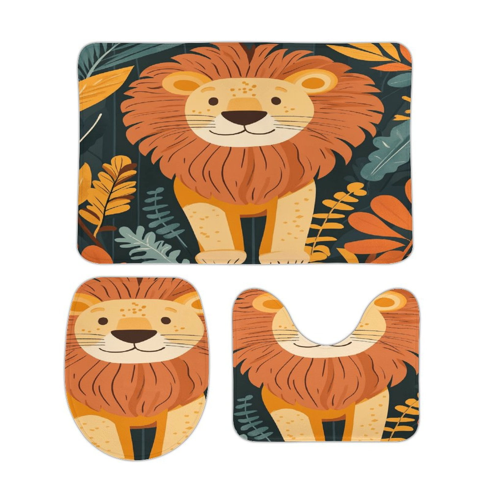 Forest Lion (34) Soft Bathroom Carpet Set , Contour Carpet Set, Toilet ...