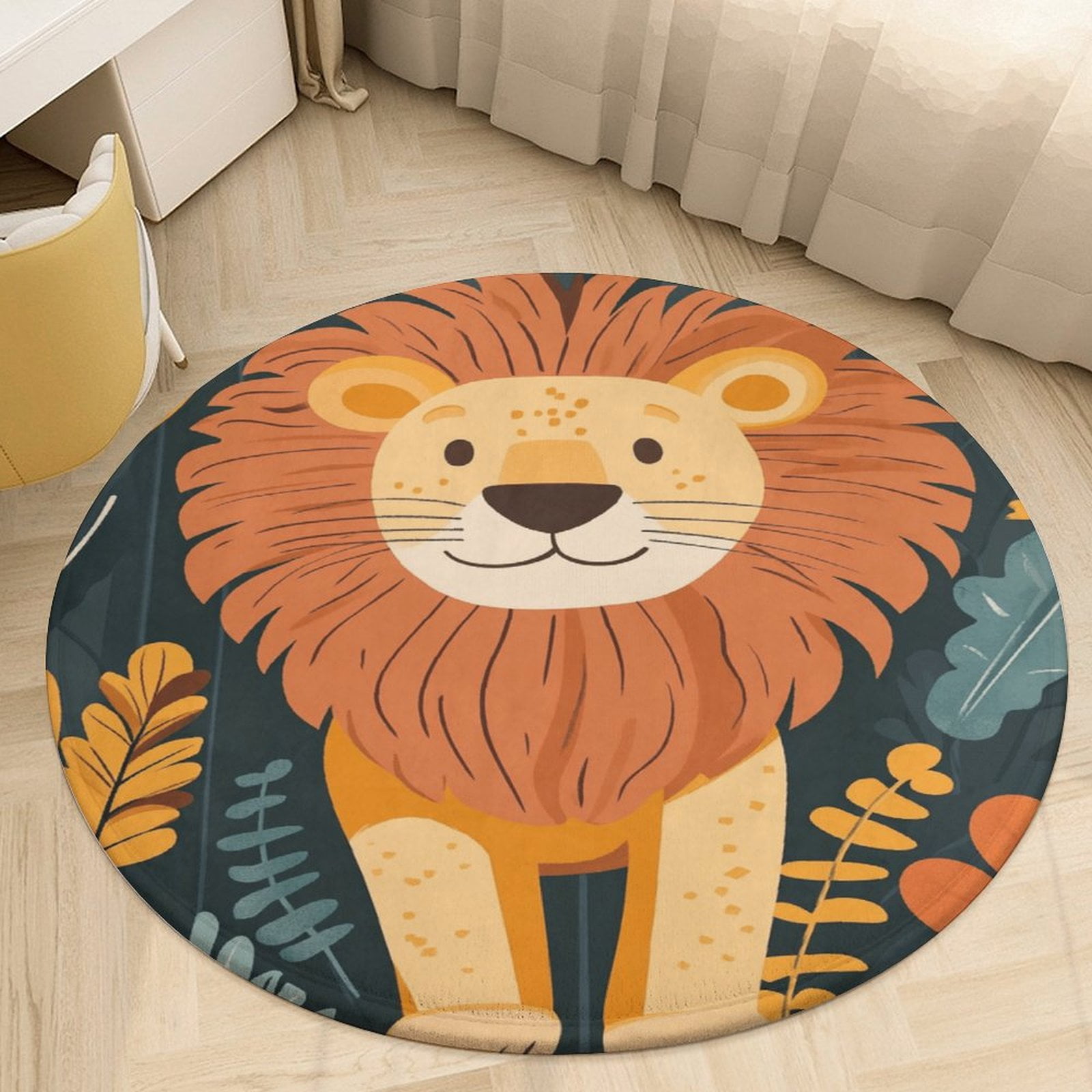 Forest Lion Round Area Rugs for Bedroom Living Room, 3FT Soft Indoor ...