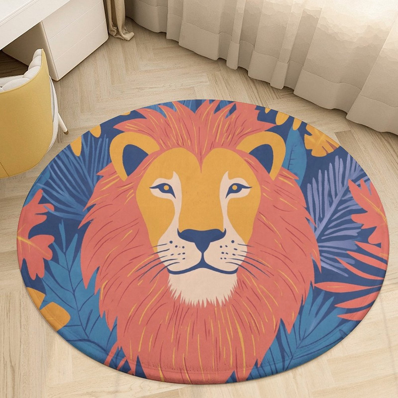 Forest Lion Round Area Rugs for Bedroom Living Room, 3FT Soft Indoor ...