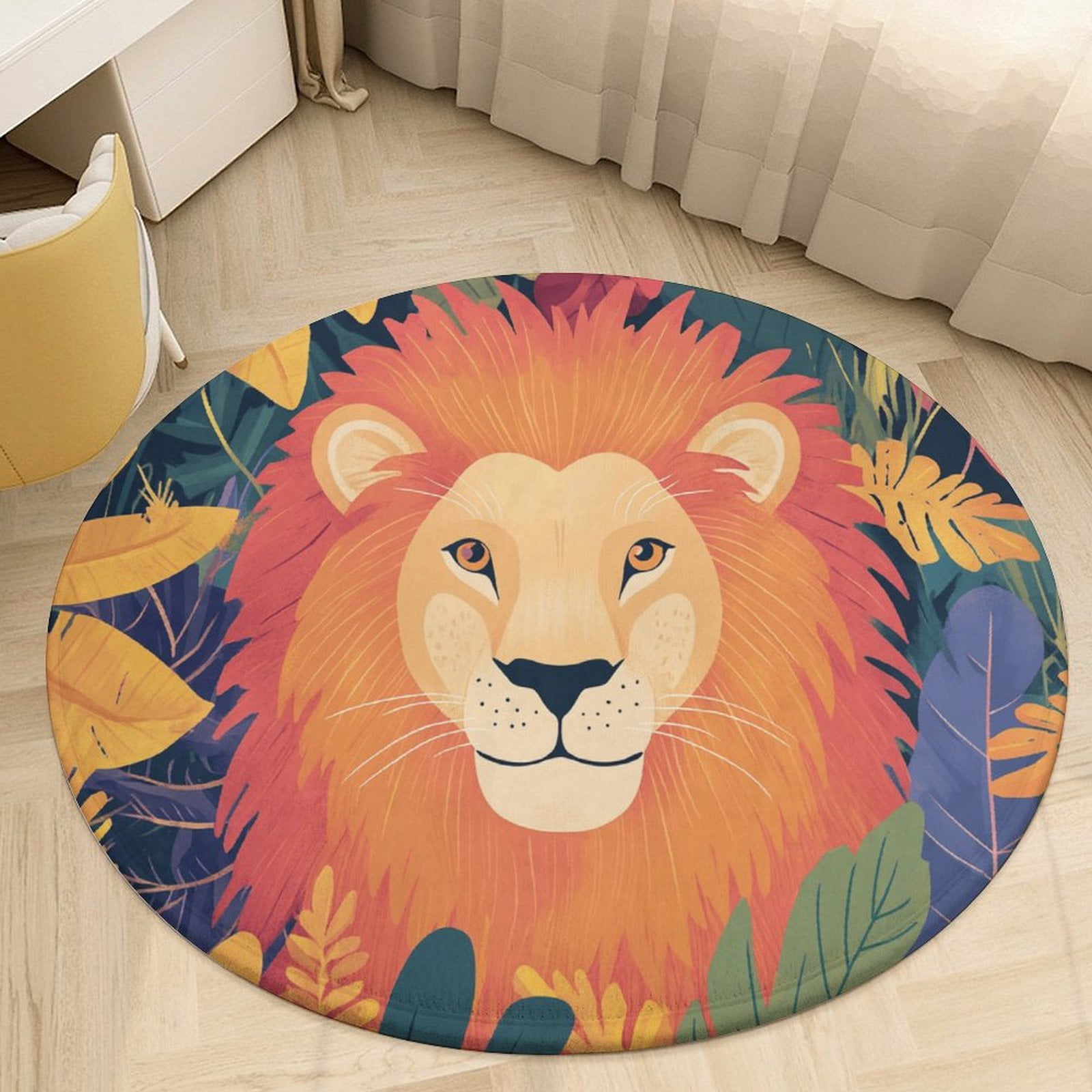 Forest Lion Round Area Rugs for Bedroom Living Room, 6FT Soft Indoor ...