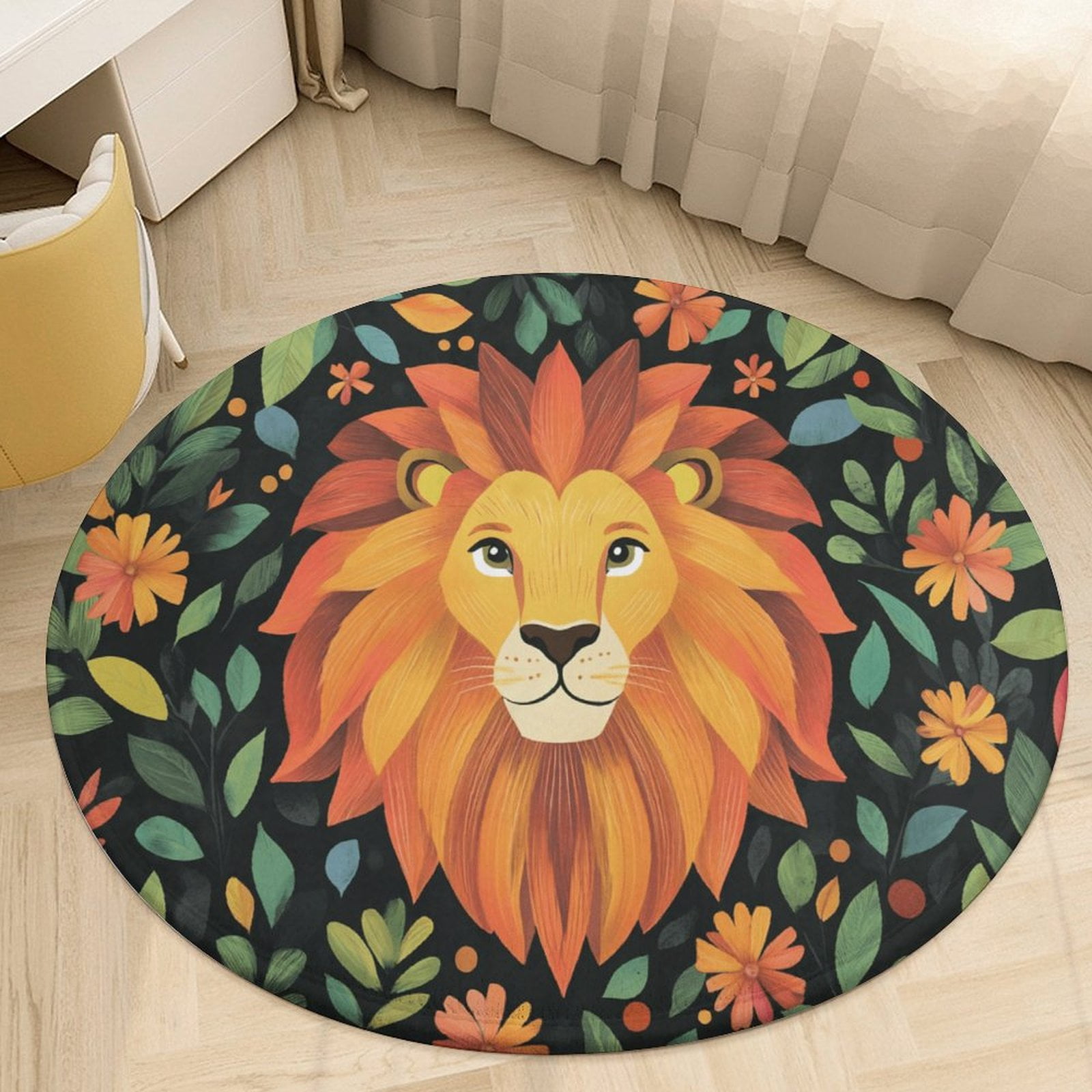 Forest Lion Round Area Rugs for Bedroom Living Room, 6FT Soft Indoor ...