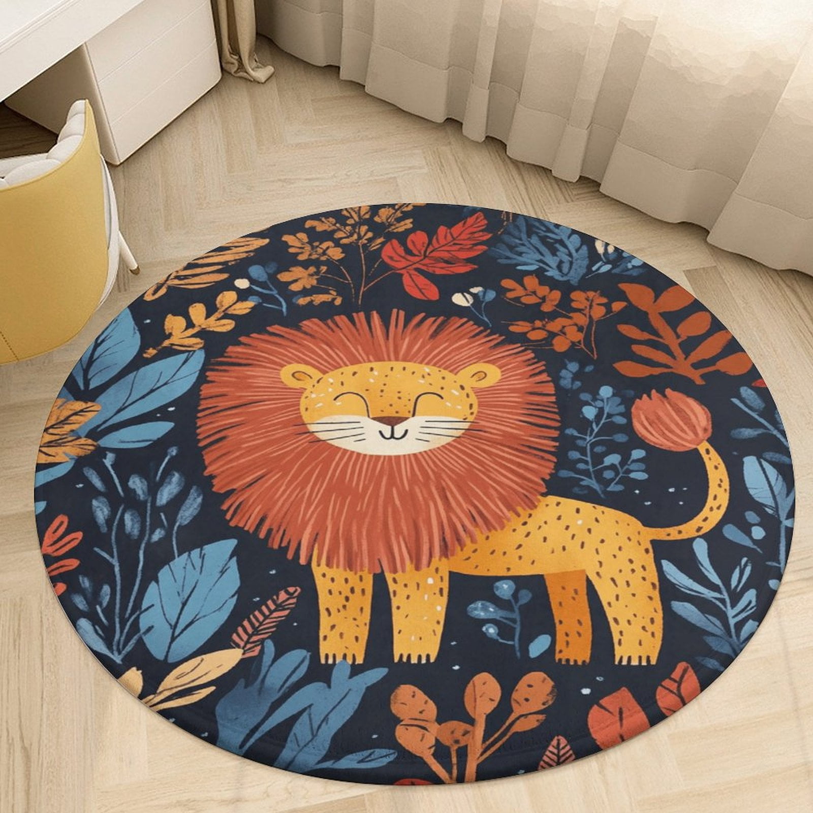 Forest Lion Round Area Rugs for Bedroom Living Room, 6FT Soft Indoor ...