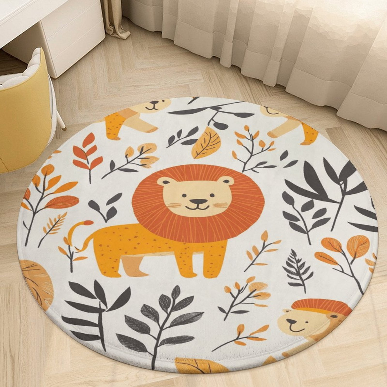 Forest Lion Round Area Rugs for Bedroom Living Room, 6FT Soft Indoor ...