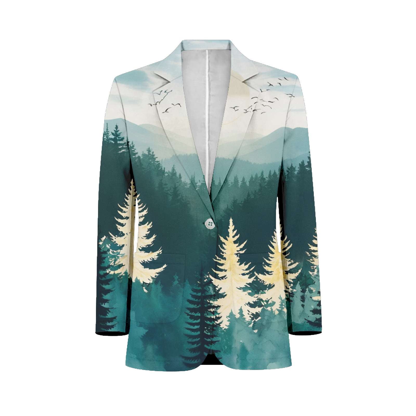 Forest Misty Mountains Mens Suits Shawl Collar Slim Fit Suit Mens Groom ...