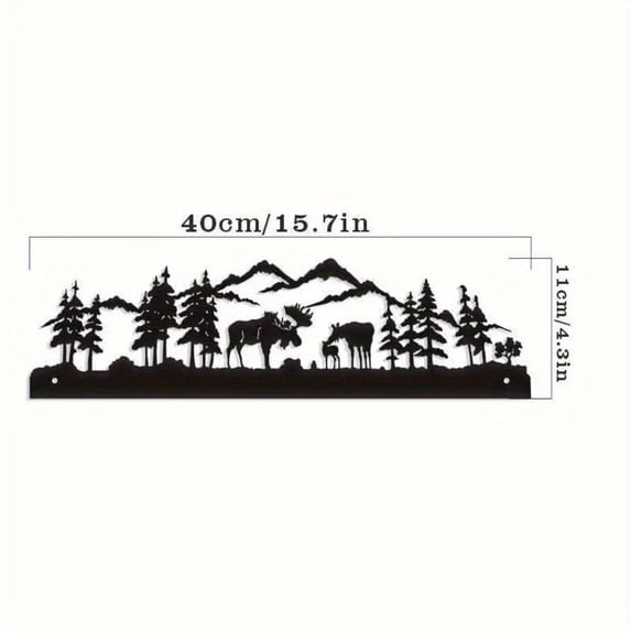 Forest Moose Metal Wall Art Rustic Iron Silhouette Decor for Living ...