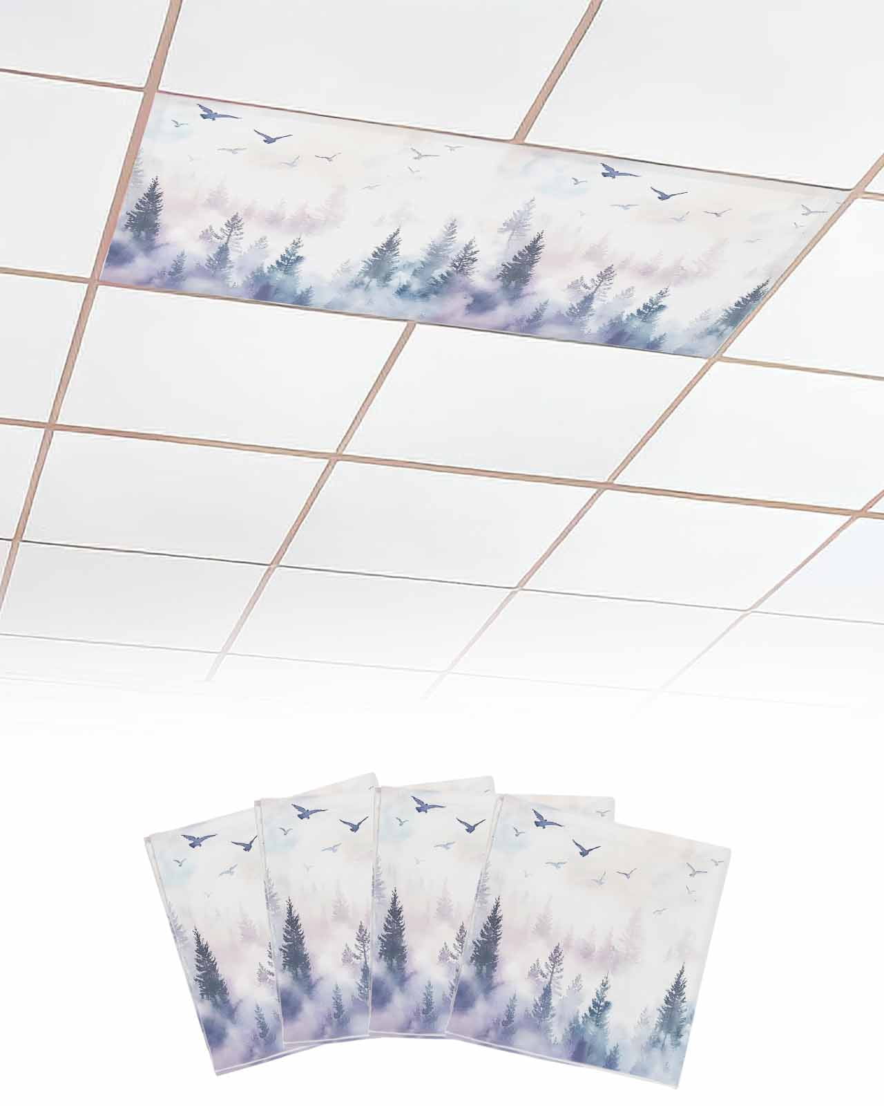 Forest Mountain Fluorescent Light Covers for Ceiling Lights 4x2 feet,4 ...