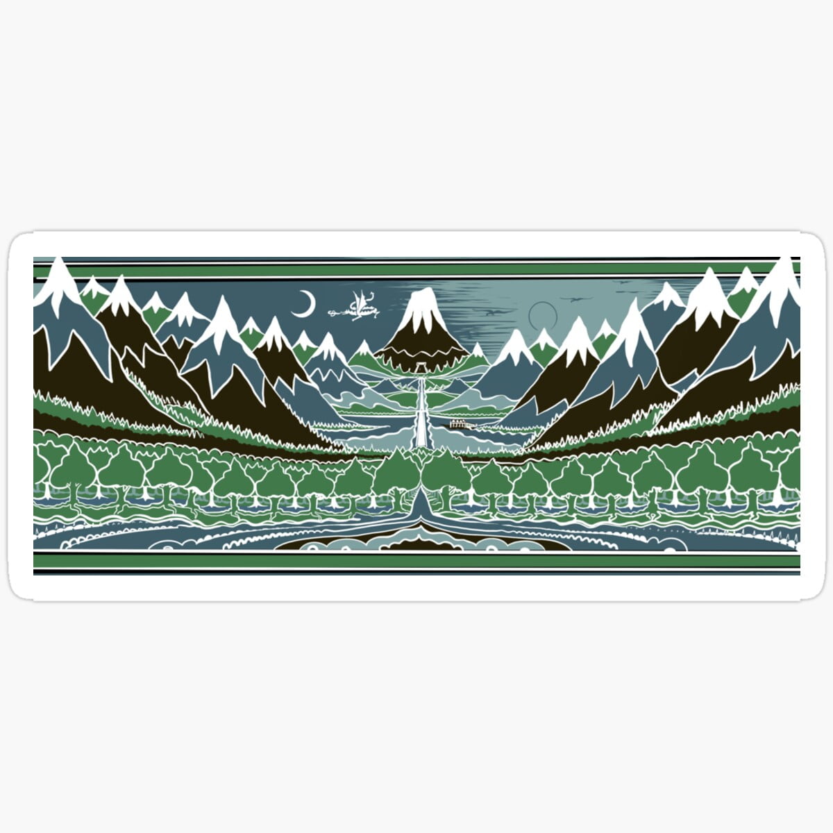Forest Mountain Path In The Style Of J.R.R.Tolkien Sticker. Gift For ...