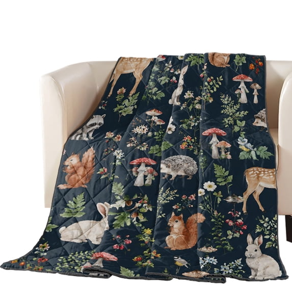 Forest Mushroom Floral Quilted Comforters Cooling Blanket Queen Size ...