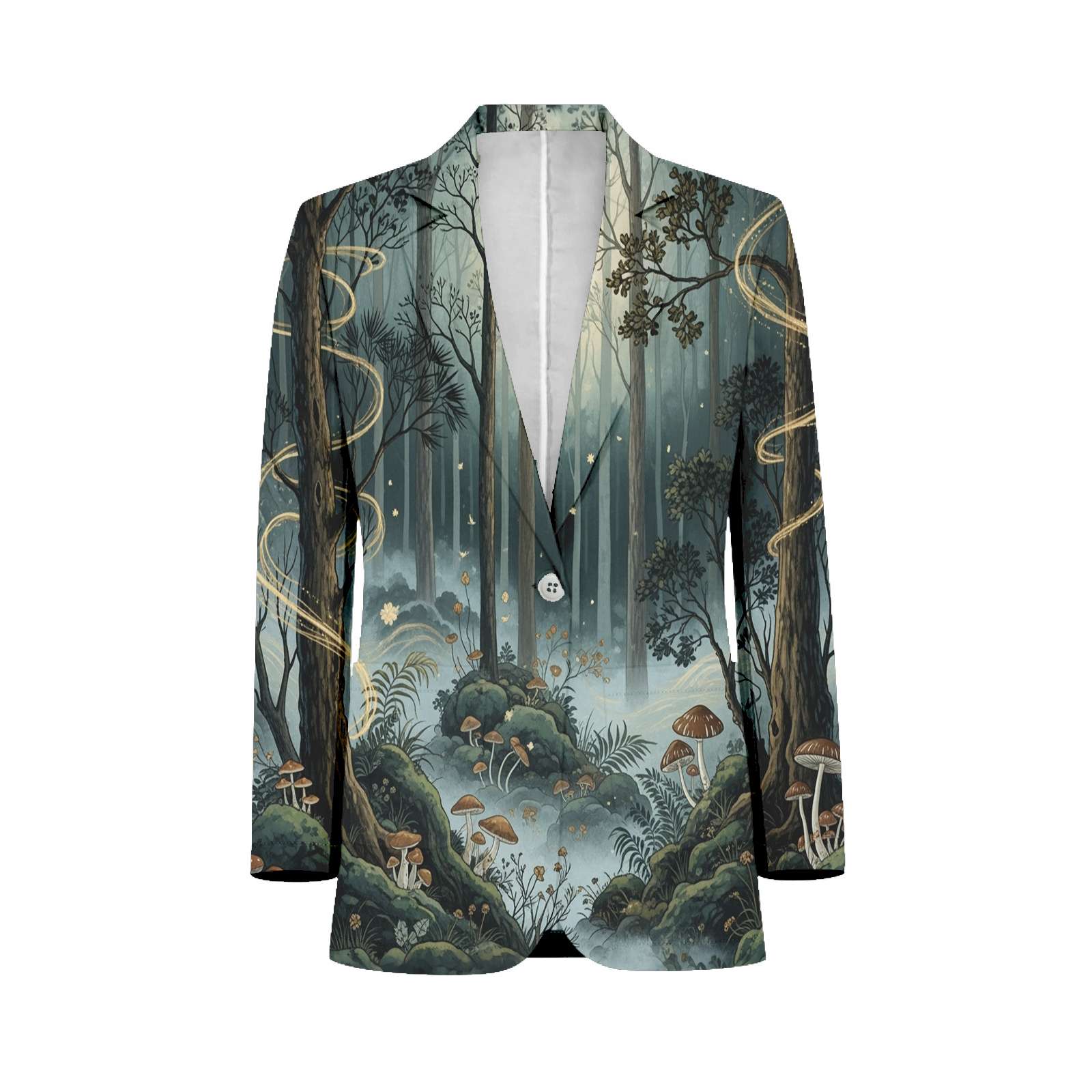 Forest Mushrooms Glow Night Mens Suits Shawl Collar Slim Fit Suit Mens ...