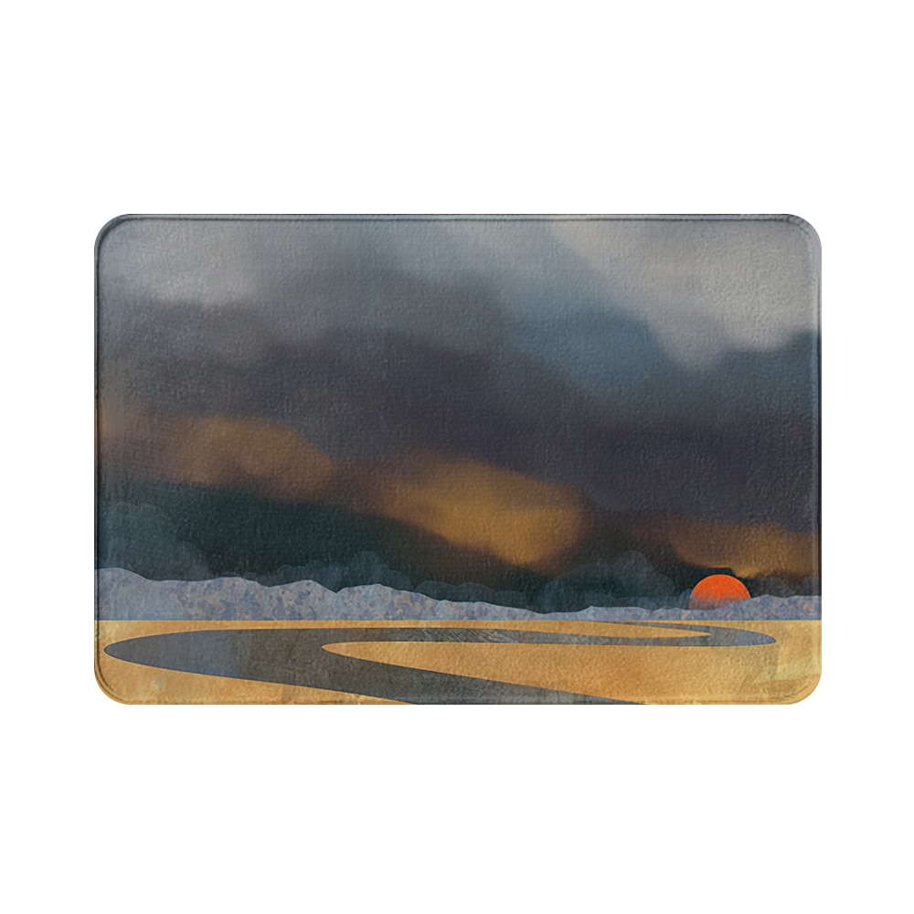 Forest Oil Painting Scenery Bath Mats Red Maple Leaf Natural Landscape ...