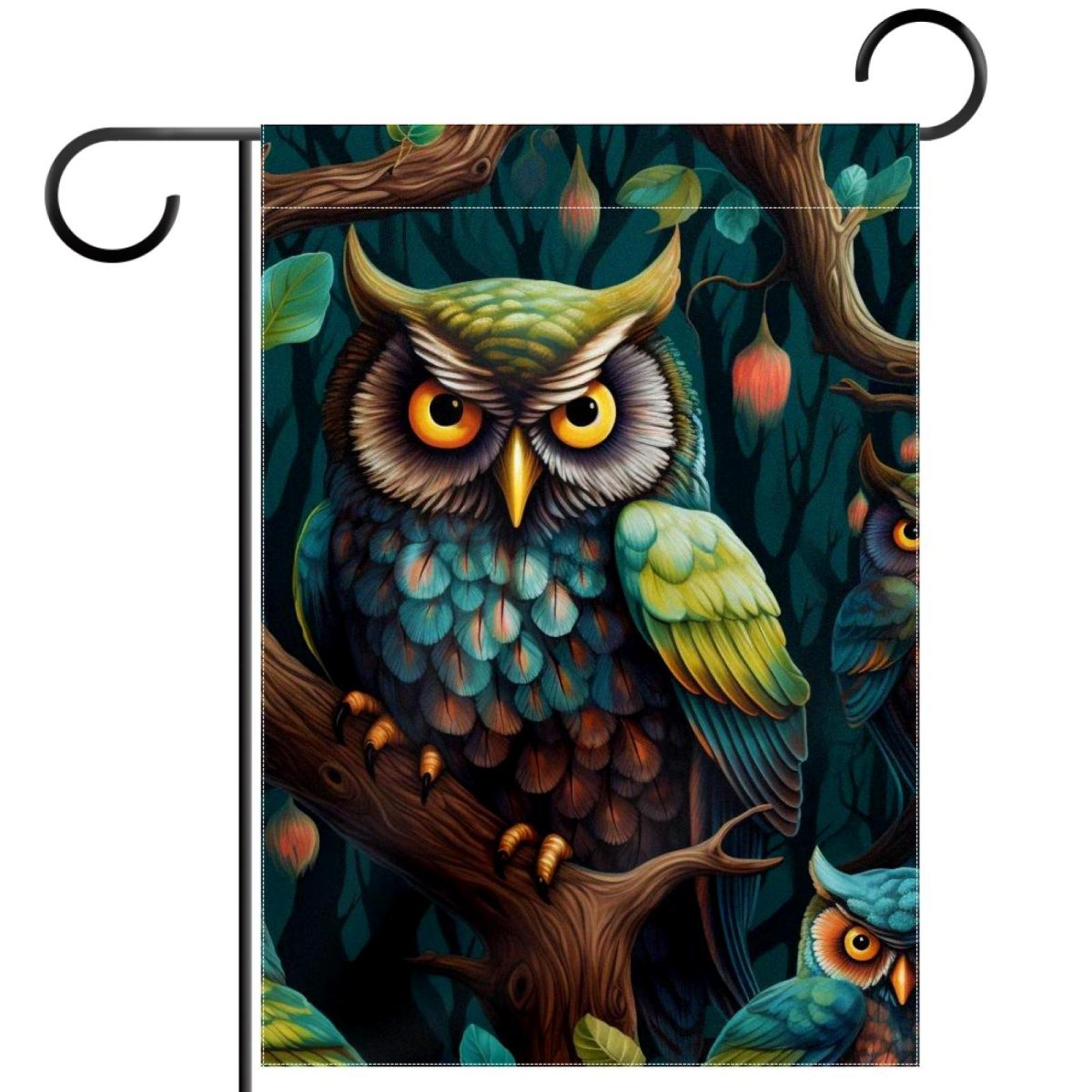 Forest Owl Leaf Garden Flag 12x18 Vertical Double Sided Farmhouse ...