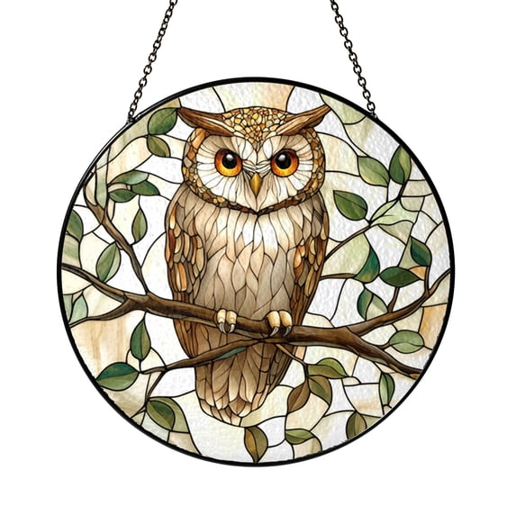 Forest Owl Stained Glass Style Window Suncatcher - Walmart.com